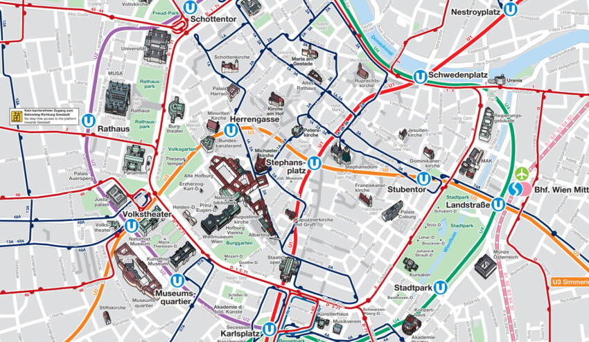 Vienna Sightseeing Map Zanoni & Zanoni | Cafés | Vienna